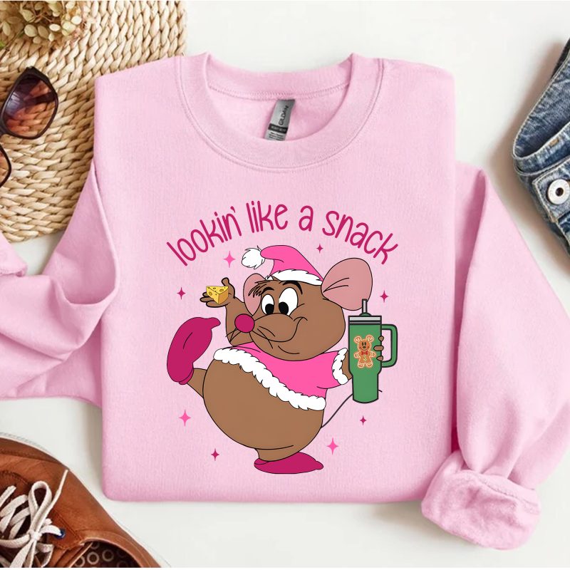 Pink Gus Gus Mouse Christmas Shirt - Melody Prints